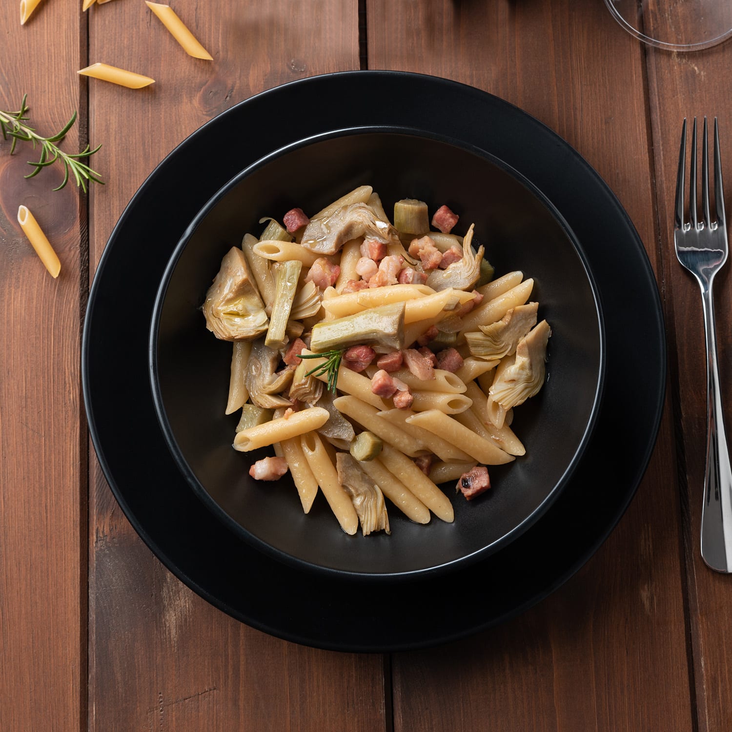 Penne carciofi e pancetta - Valtidone Salumi